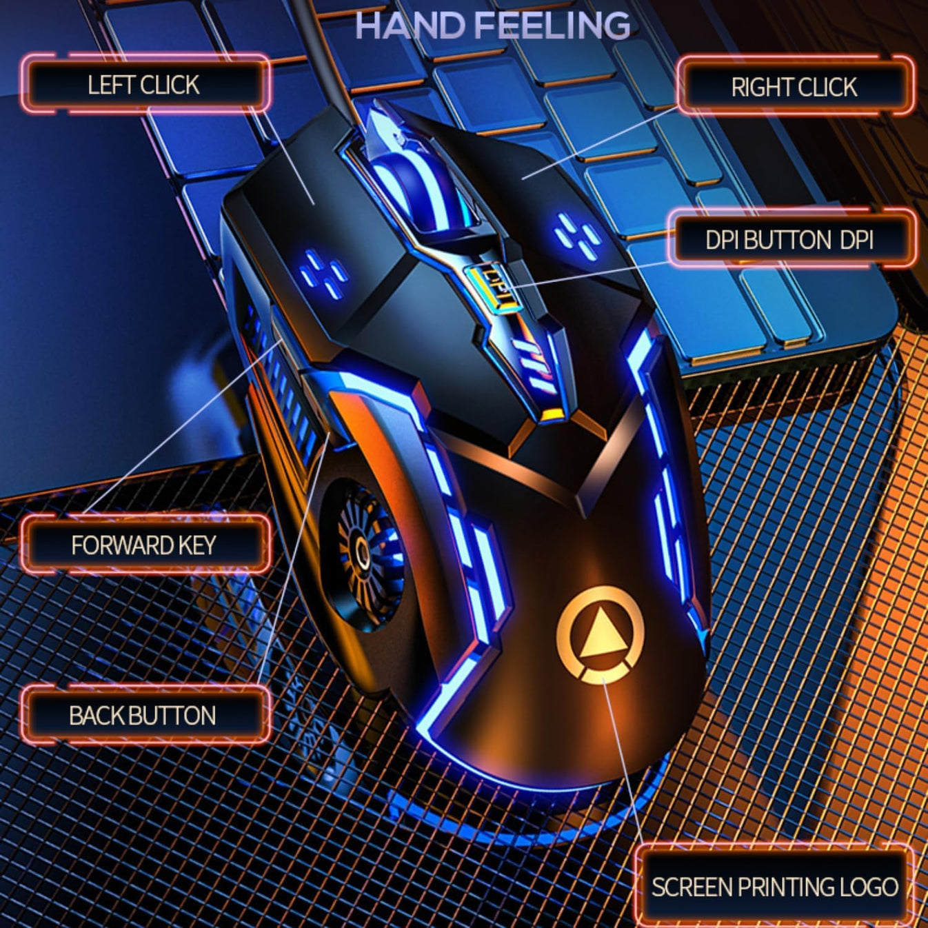 CHONCHOW Gaming Mouse - Wired, 6 Buttons, 4 Adjustable DPI Up to 3200