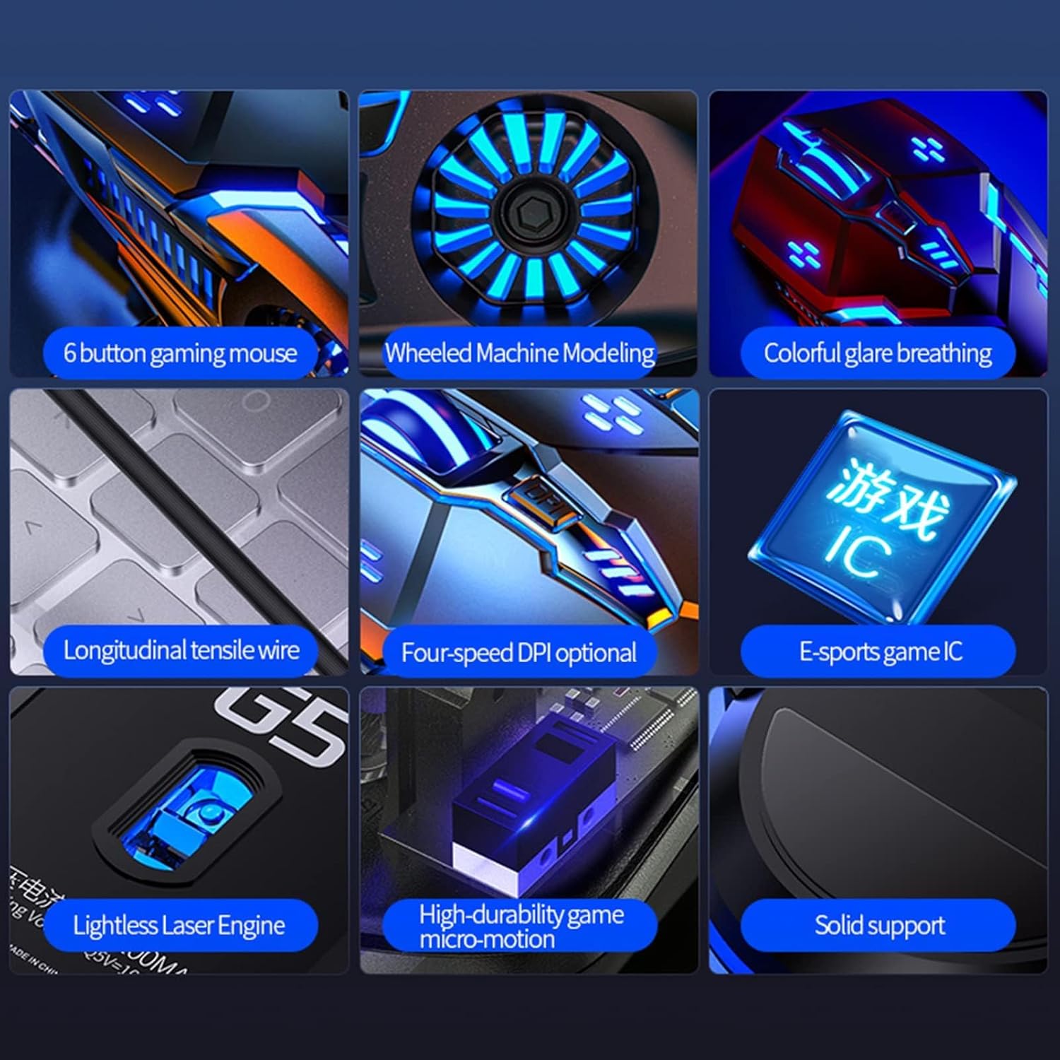 CHONCHOW Gaming Mouse - Wired, 6 Buttons, 4 Adjustable DPI Up to 3200