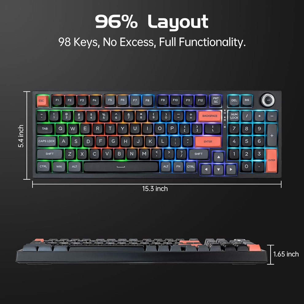 CHONCHOW Wired Mechanical Gaming Keyboard, 98 Keys LED Backlit Gaming
