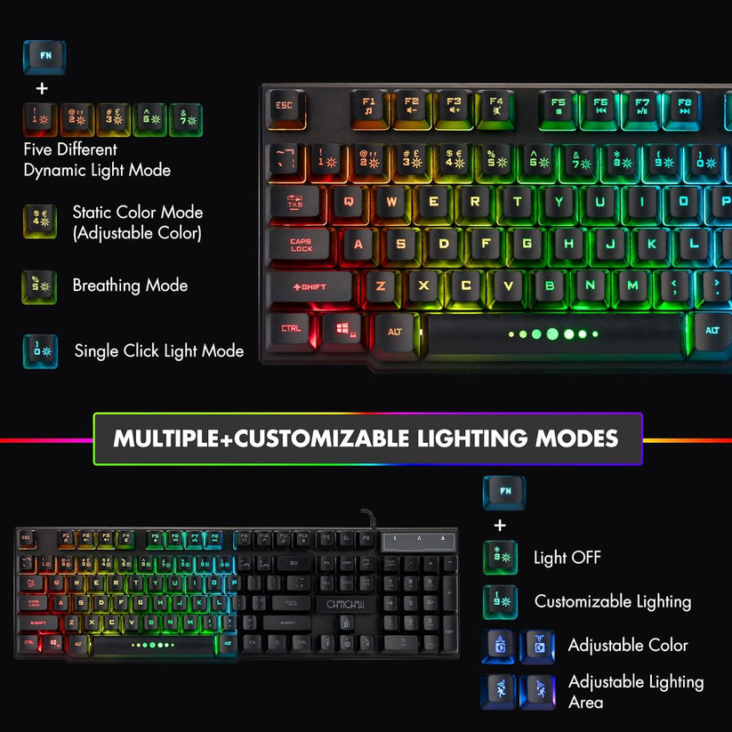 CHONCHOW Wired Gaming Keyboard for Mac PC PS5 PS4 Xbox One Gamers, RGB