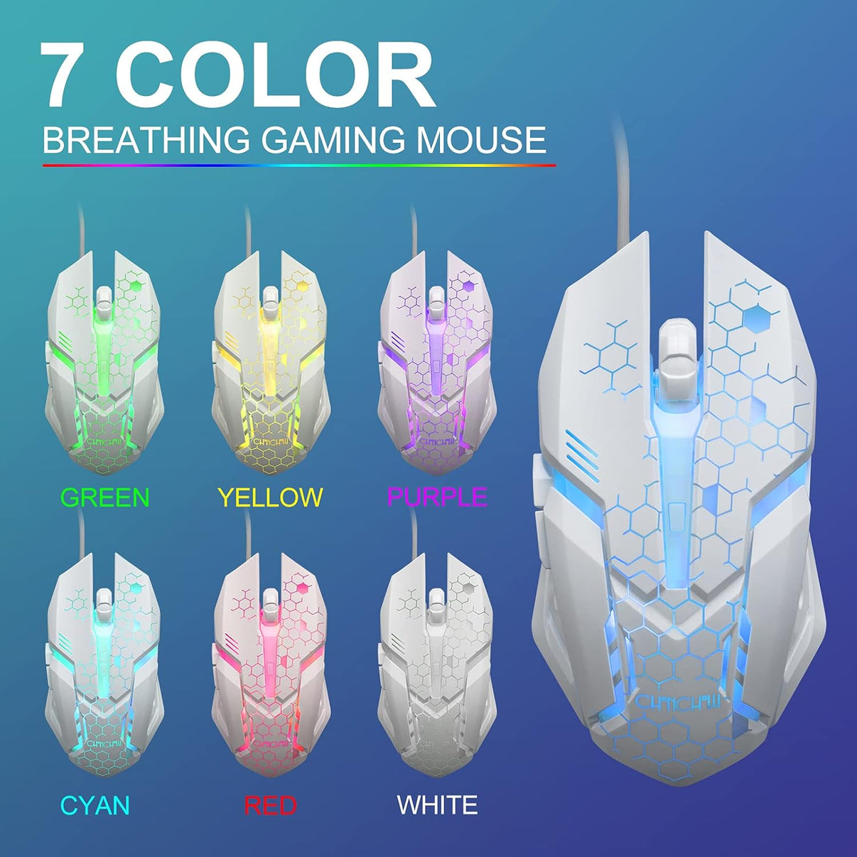 CHONCHOW LED Keyboard and Mouse, 104 Keys Rainbow Backlit Keyboard and